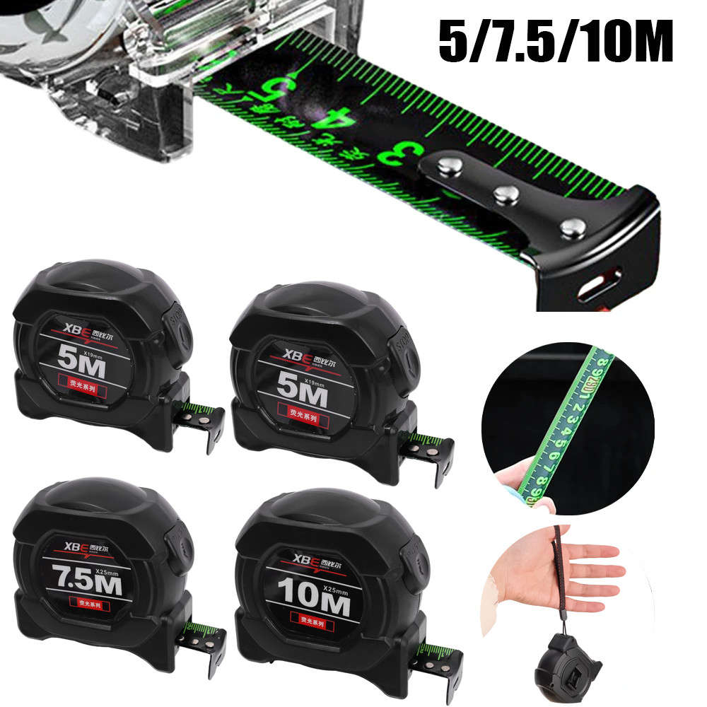 5/7.5/10M Black Fluorescent Self Locking Steel Tape Measure/Thickened Wear-resistant Measuring ...