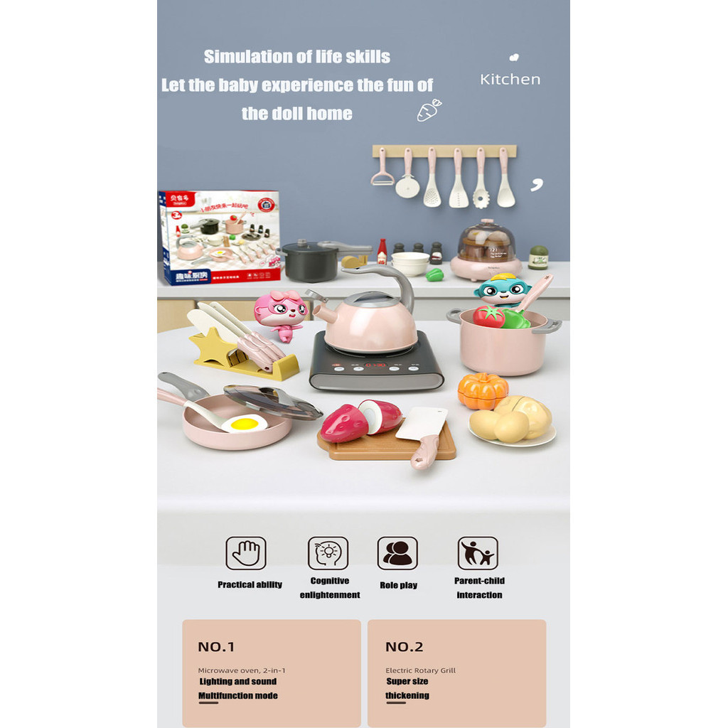 Real Kids Cooking Set 47 Piece Set Free Apron Kitchen Utensils Pretend ...