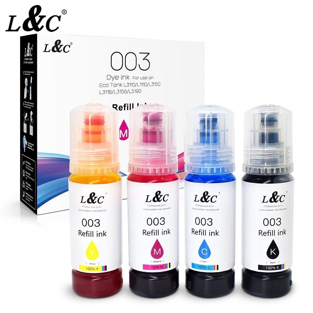 L&C Refill ink 003 Ink Set Dye Ink For Epson Inkjet Printer L3110 L3150 ...