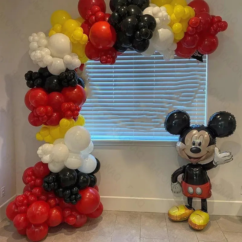 Mickey Mouse Theme 110cm Mickey Balloons Garland Arch Kit 32inch Black ...