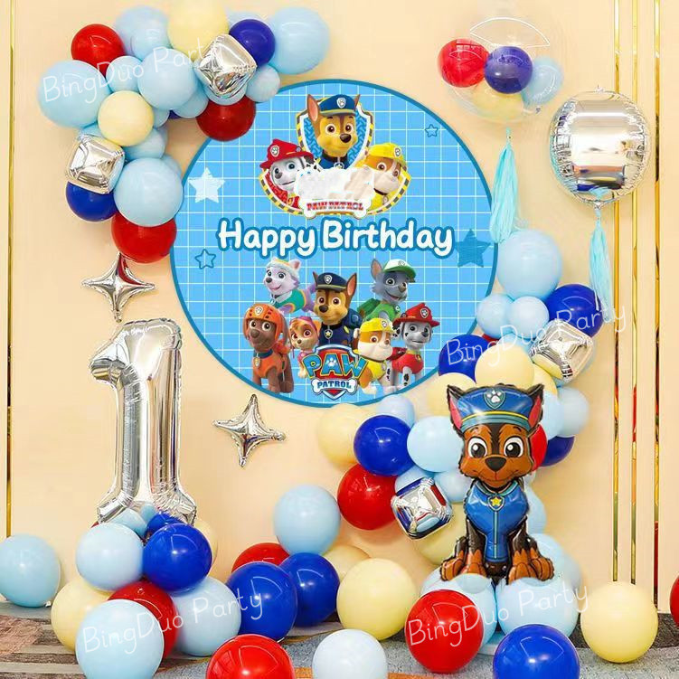 Paw Patrol Theme Balloon Garland Arch Kit Chase Balloon 32inch Silver Number Baby Shower Kids ...