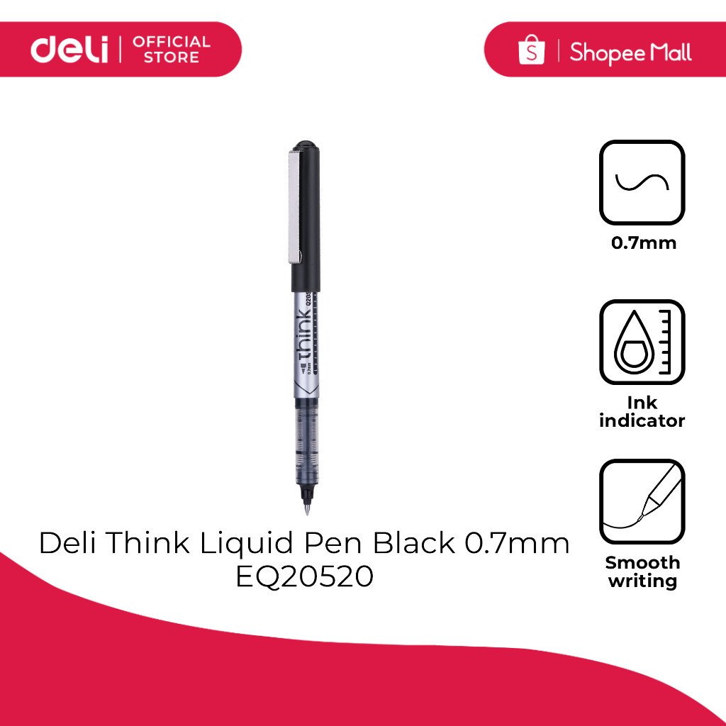 Deli EQ20520 Think Liquid Pen Black 0.7mm | Shopee Philippines