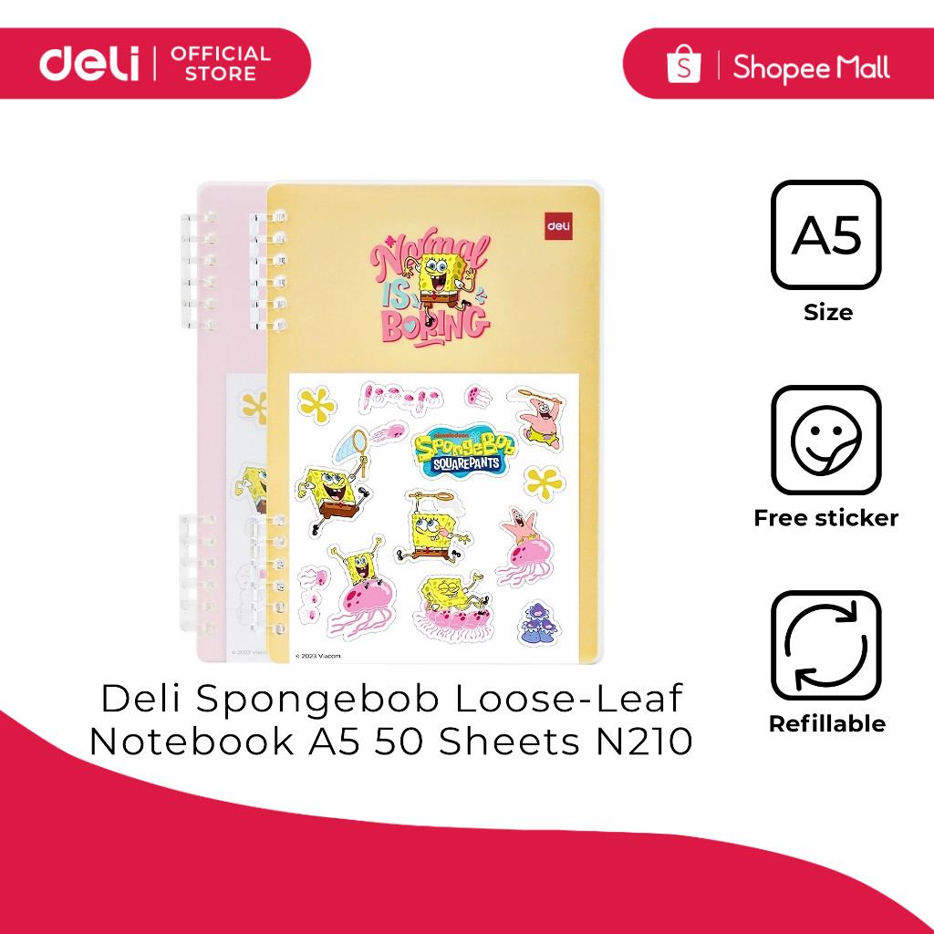 Deli N210 Spongebob Loose-Leaf Notebook A5 50 Sheets | Shopee Philippines