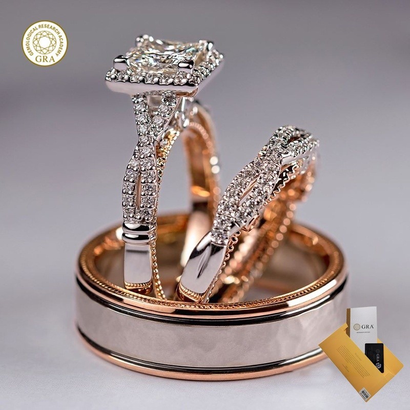 (with Gra Certificate) Hot Sale Three-Piece Ring Rose Gold Color ...