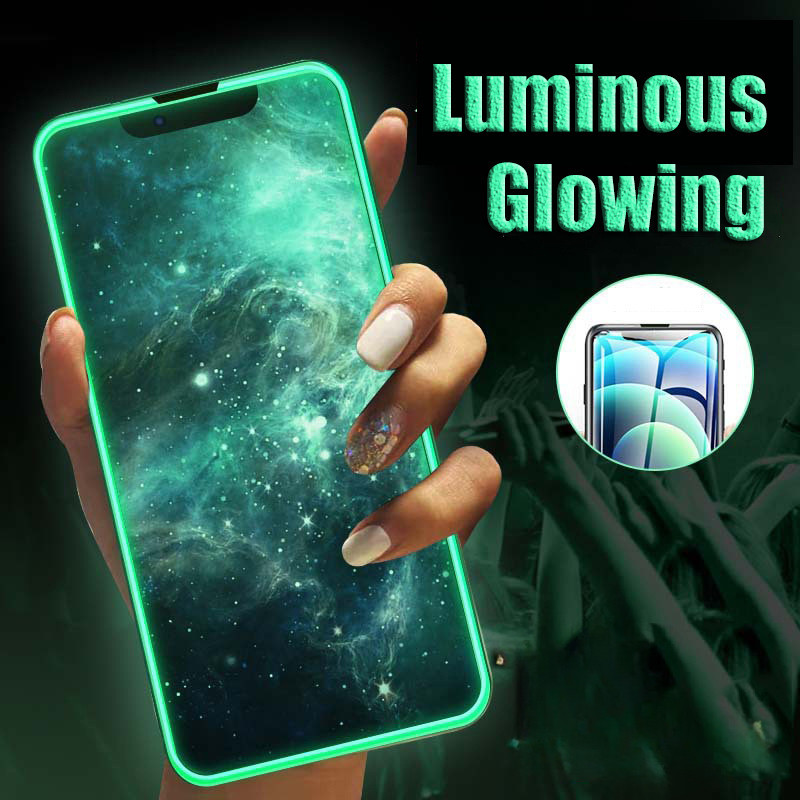 2-1 PCS Luminous Tempered Glass Glowing Screen Protector Film Shield ...