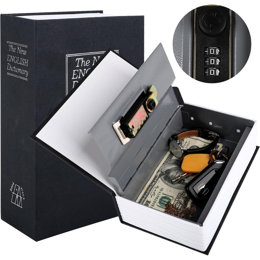 Book Safe with Key Lock, Portable Metal Safe Box, Dictionary Diversion ...