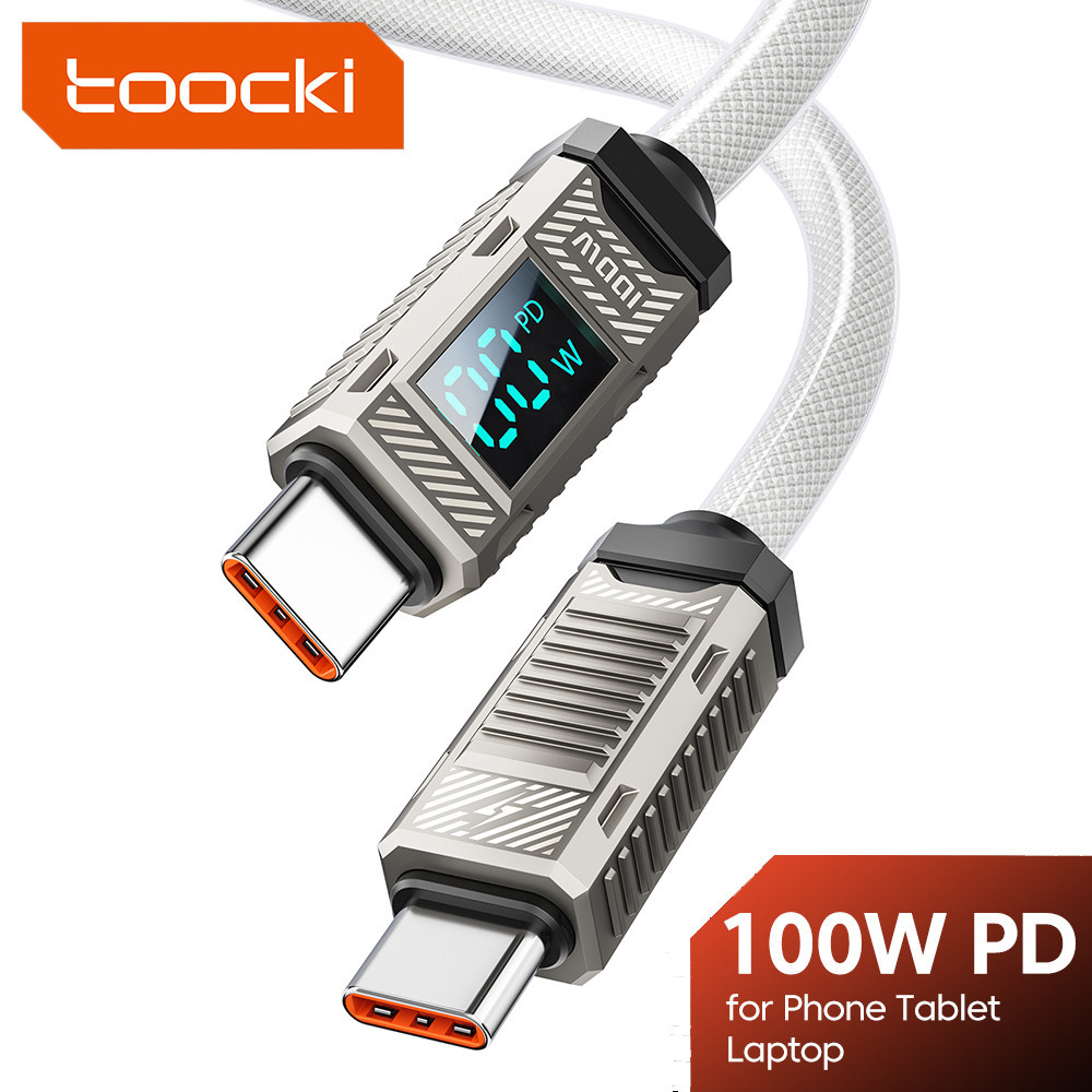 Toocki PD 100W Type-C To Type-C LED Digital Display Cable Fast Charging 20W Type C To 1OS Zinc ...