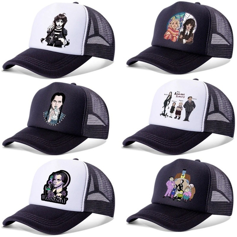 Wednesday cartoon printed baseball cap The Addams Family breathable sun ...