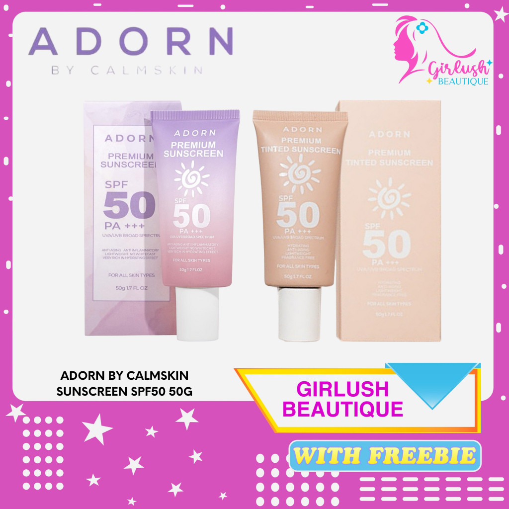 Adorn Premium Sunscreen SPF50 50ml / Adorn Tinted Sunscreen SPF50 50ml ...