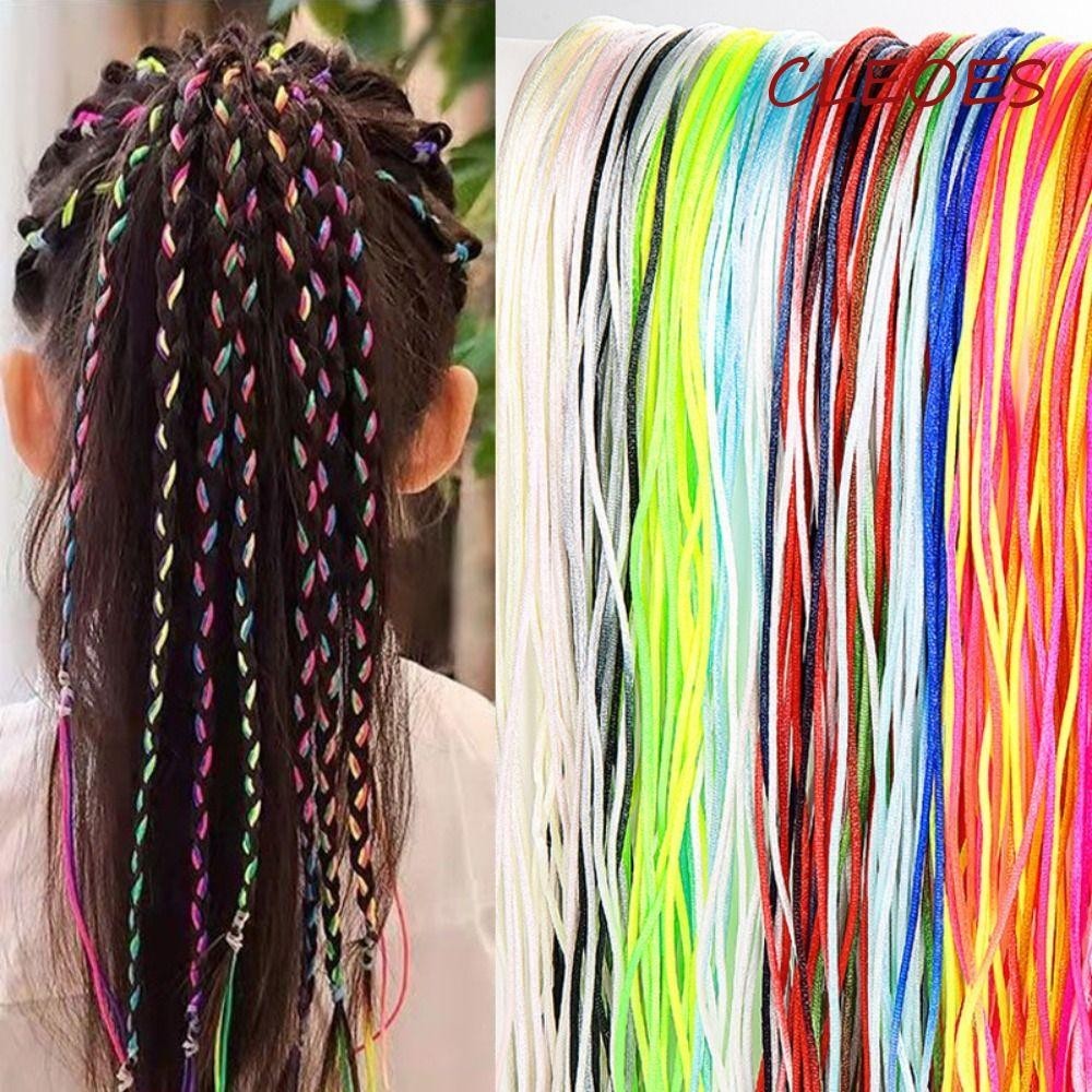 CLEOES 10PCS Braided Hair Rope, Mix Colorful Long Braiding Hair Strings ...