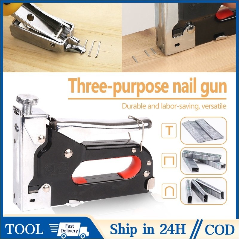 3In1 Nail Staple Gun/Gun Tacker Heavy Duty Nail Staple Metal Stapler ...