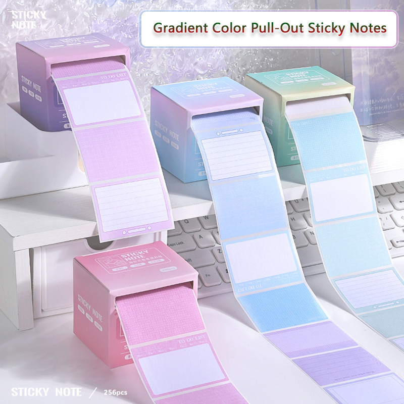 256 Sheets Boxed Convenient Gradient Color Pull-Out Sticky Notes ...