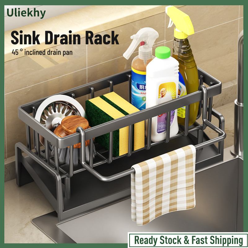 Uliekhy Kitchen Rack Drain Rack Sink Rag Basket Countertop Sundry ...