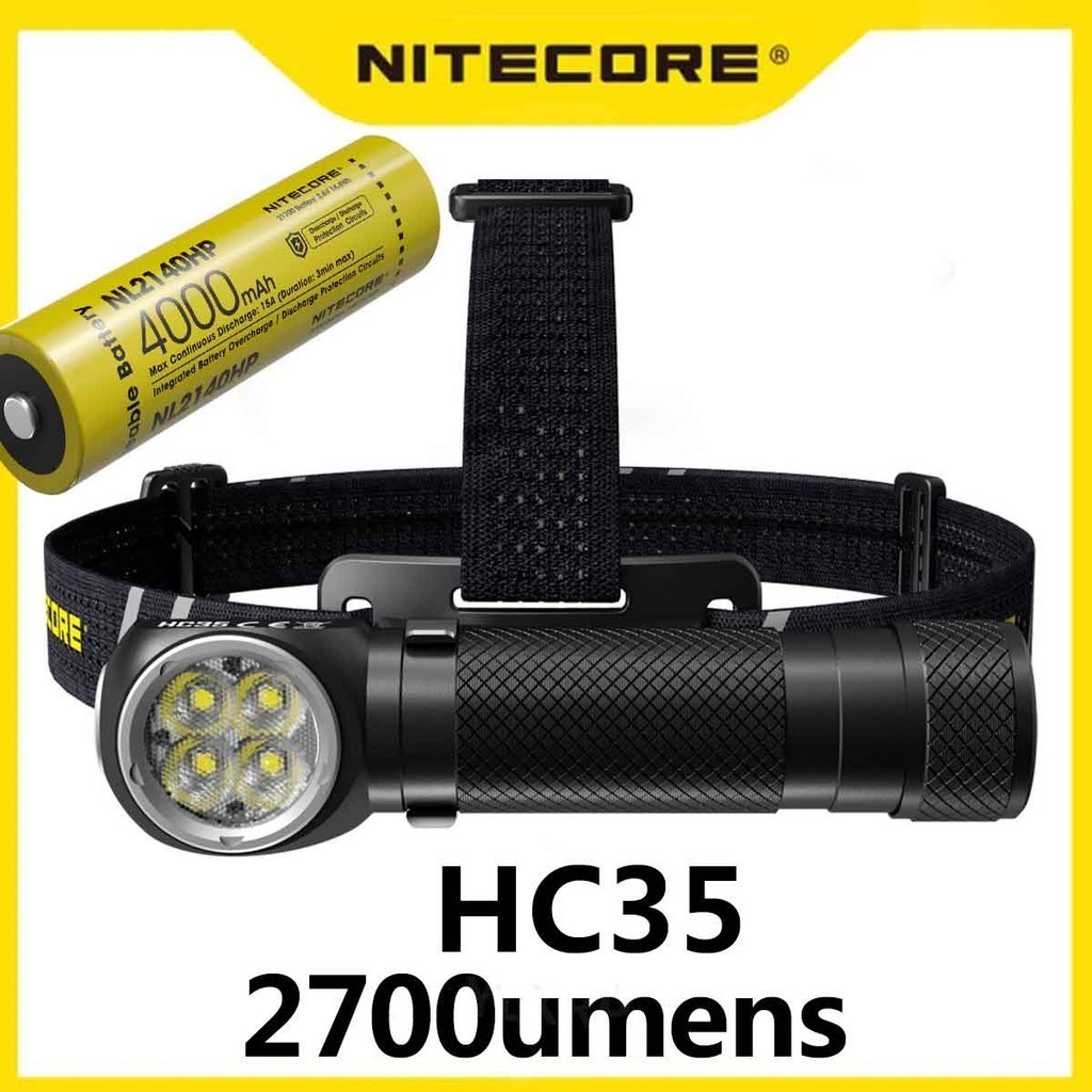 NITECORE HC35 2700 lumen headlights, packaged with a 4000mA battery ...