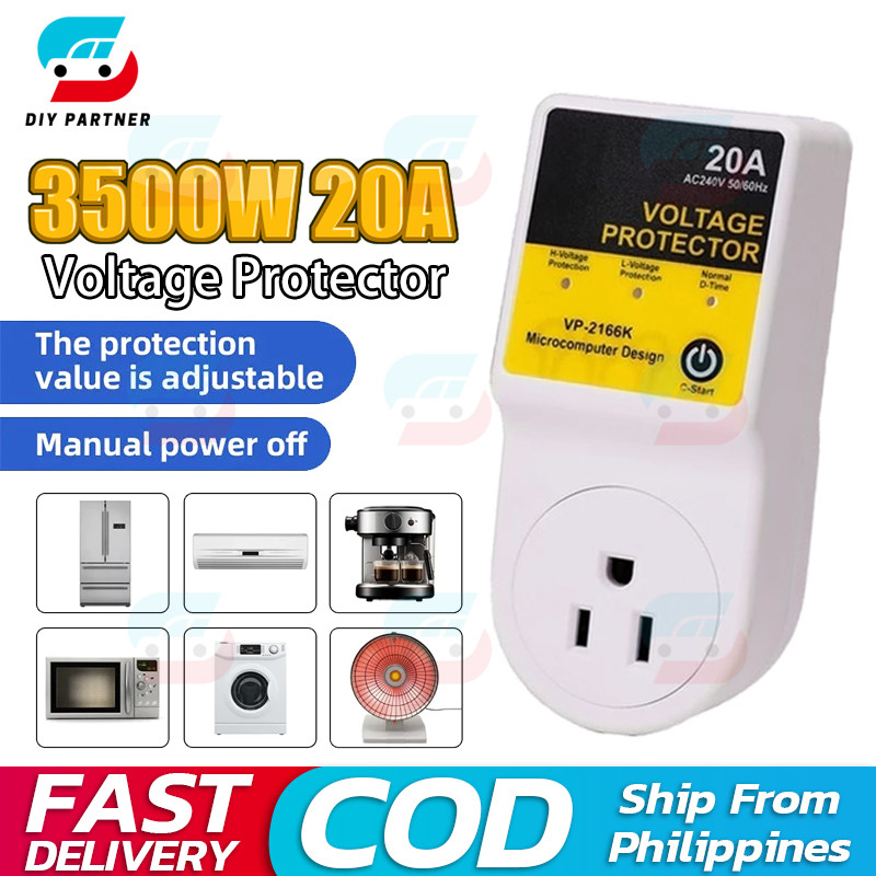 Power On Delay Voltage Power Surge Protector 3500W 20A Automatic ...