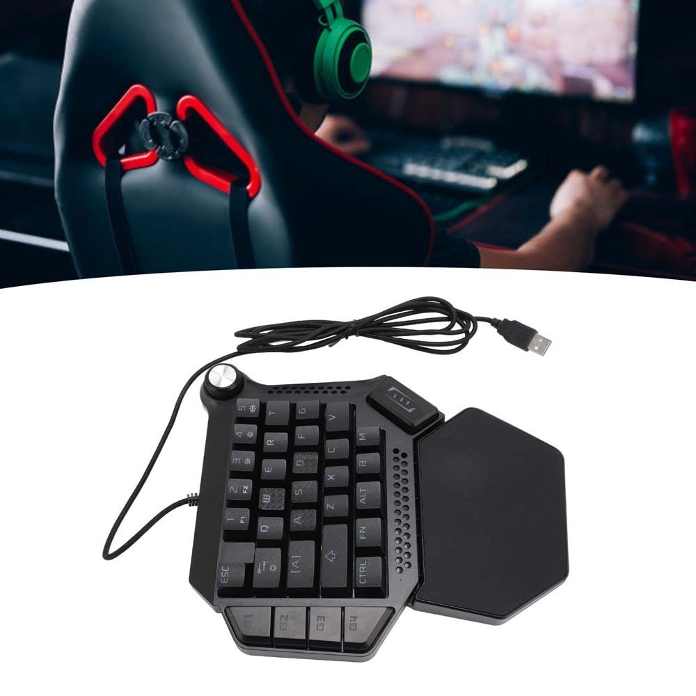 One Hand RGB Mechanical Gaming Keyboard 35 Keys USB Wired Gaming Keypad ...