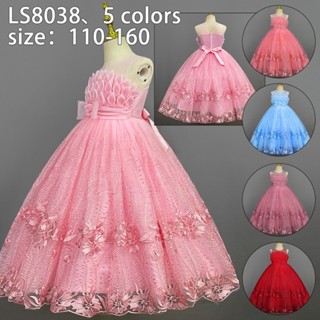 Princess Long Dress for Kids Girl 7 Years Old Birthday Wedding Xmas ...