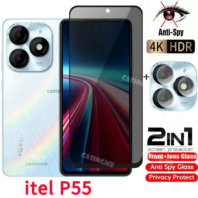 itel P55 2024 Private Tempered Glass Anti-Spy Full Cover Screen Protector Anti Peek Privacy Film ...