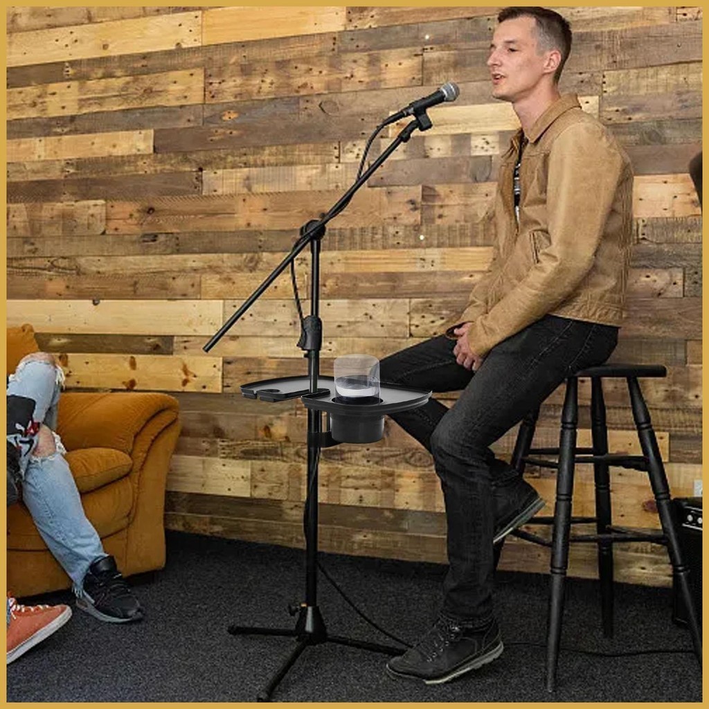 Microphone Holder Tray Multifunctional Microphone Rack with Cup Holder ...