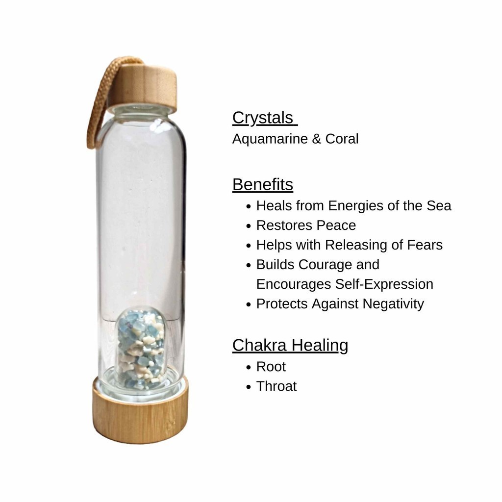 Crystal Elixir Bottle (Dome 500ml) - Aquamarine and Coral | Shopee ...