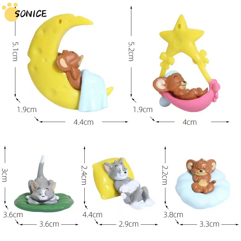 Cat And Mouse Statue Kids Model Toys Cartoon Tom Cat Jerry Mouse Moon ...