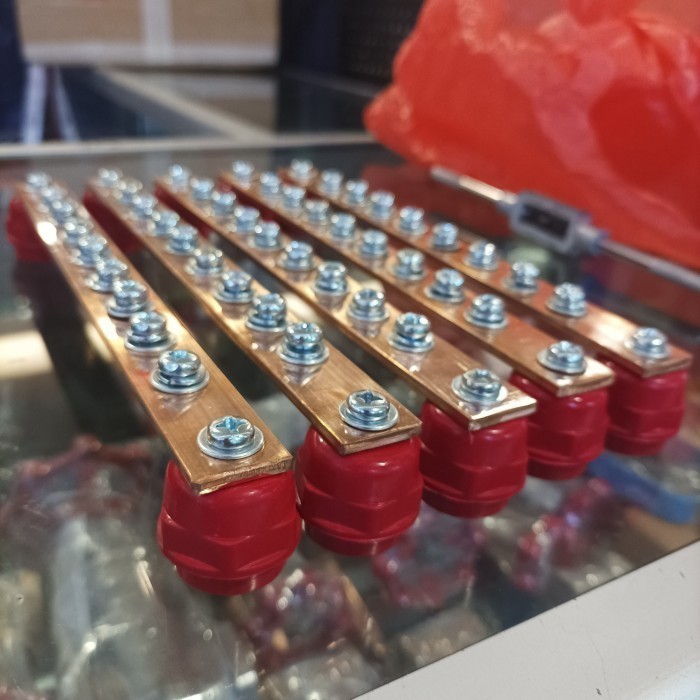 MERAH Zero red copper Busbar ground clamp 2 x 20 2x20 mm 6 bolts ...