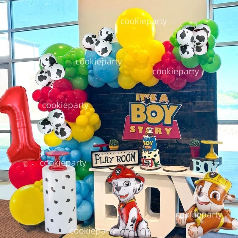 Paw Patrol Theme Party Decorations Balloons Garland Arch Kit Red Number Balloons Marshall Rubble ...
