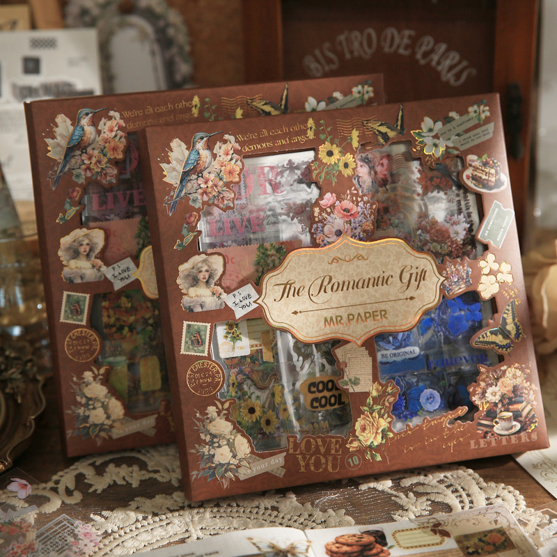 Mr. Paper 100 sheets/box PET sticker Vintage butterfly Flower figure ...