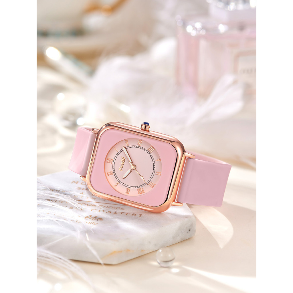 Original POSHI Korean Fashion Women Watch Quartz Display Silicone Strap ...