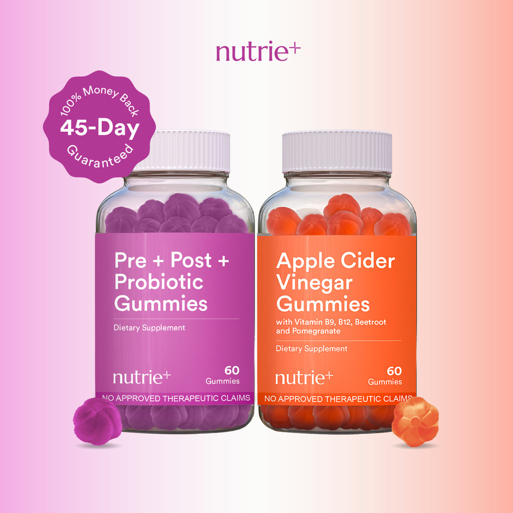 Nutrie Gut Health Duo Pre+Post+Probiotic + Apple Cider Vinegar Gummies ...