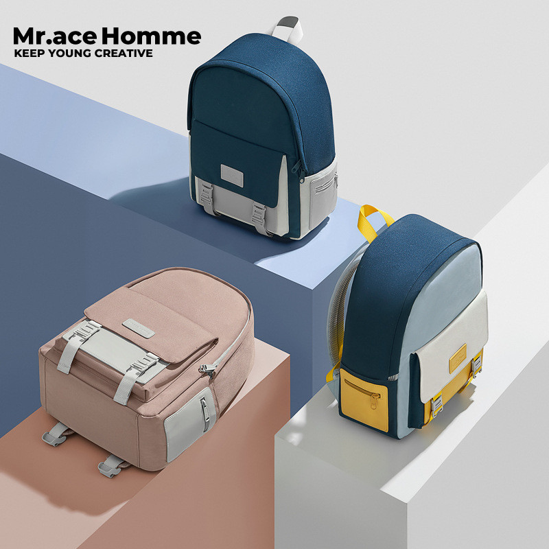 Mr.ace Homme 1760 Pure Color Series Korean Aesthetic Bagpack Student ...