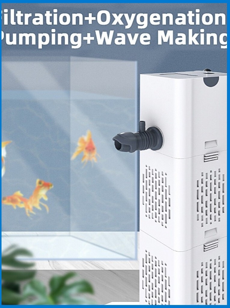 4 in 1 Aquarium Filter Water Pump Air Oxygen Increase Wave Maker Built ...