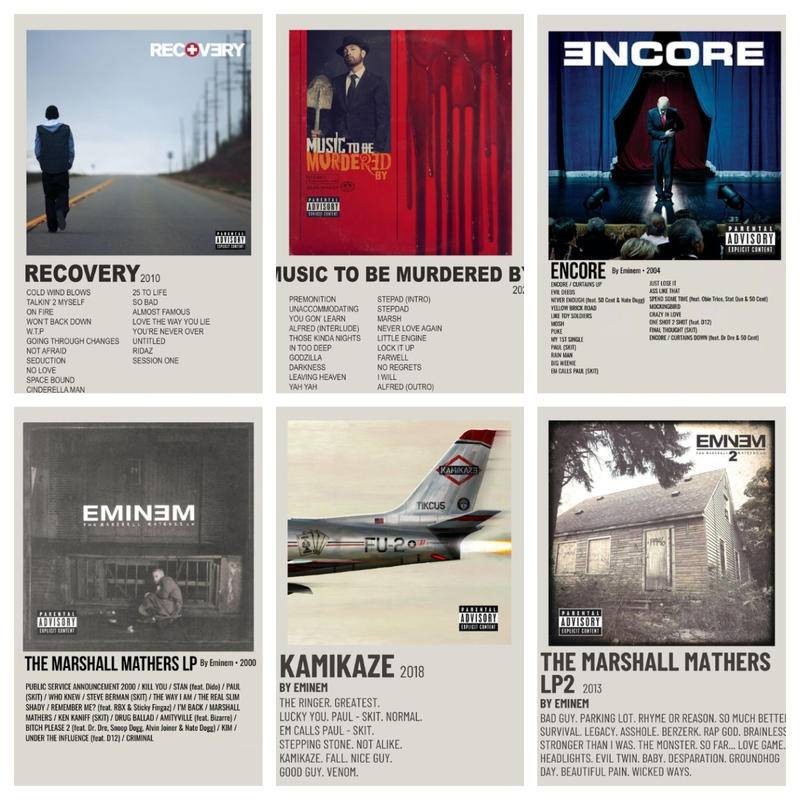 Eminem Album cover Canvas painting Minimalist Style Music Album Poster ...
