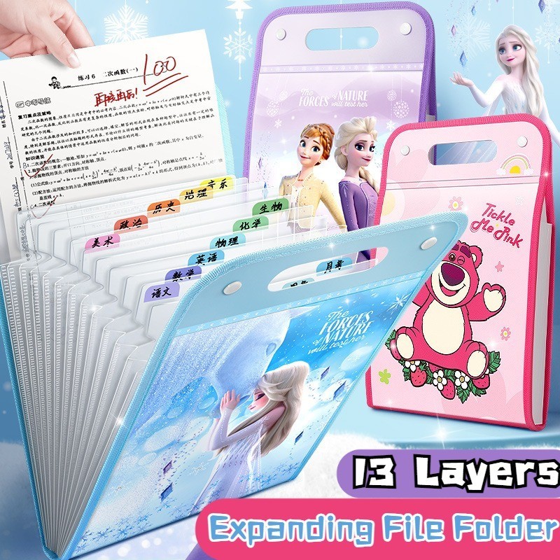 A4 Cartoon Expanding File Folder 13 Layers Organ Bag Paper Organizers ...