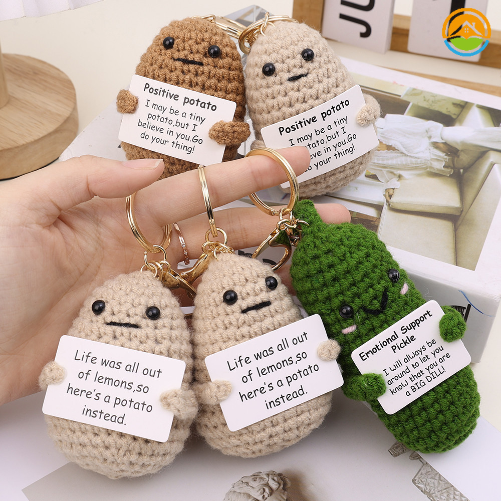 Creative Funny Knitted Crochet Wool Potato Cucumber Keychain/ Mini ...