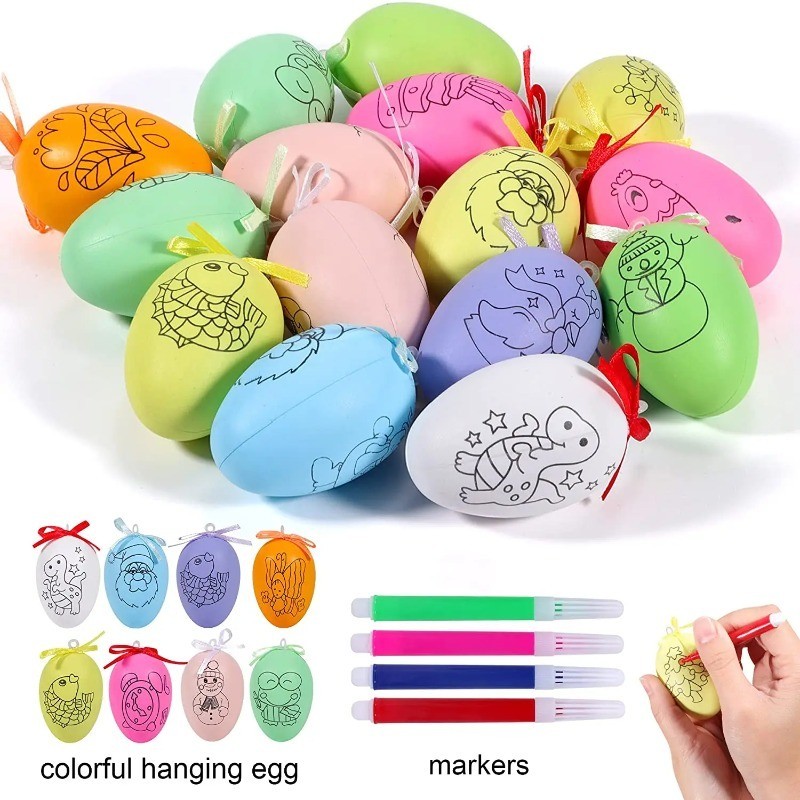 6Pcs set Easter Egg Squishy Painting Art Crafts for Children Kids Early ...