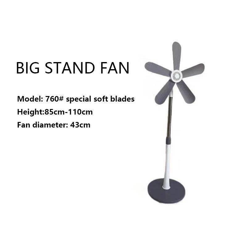 5 Blade Stand Fan Big Wind Portable Electric Floor Fan Adjustable ...