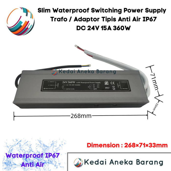 Slim Waterproof Power Supply Transformer Outdoor Adapter IP67 24V 360W ...
