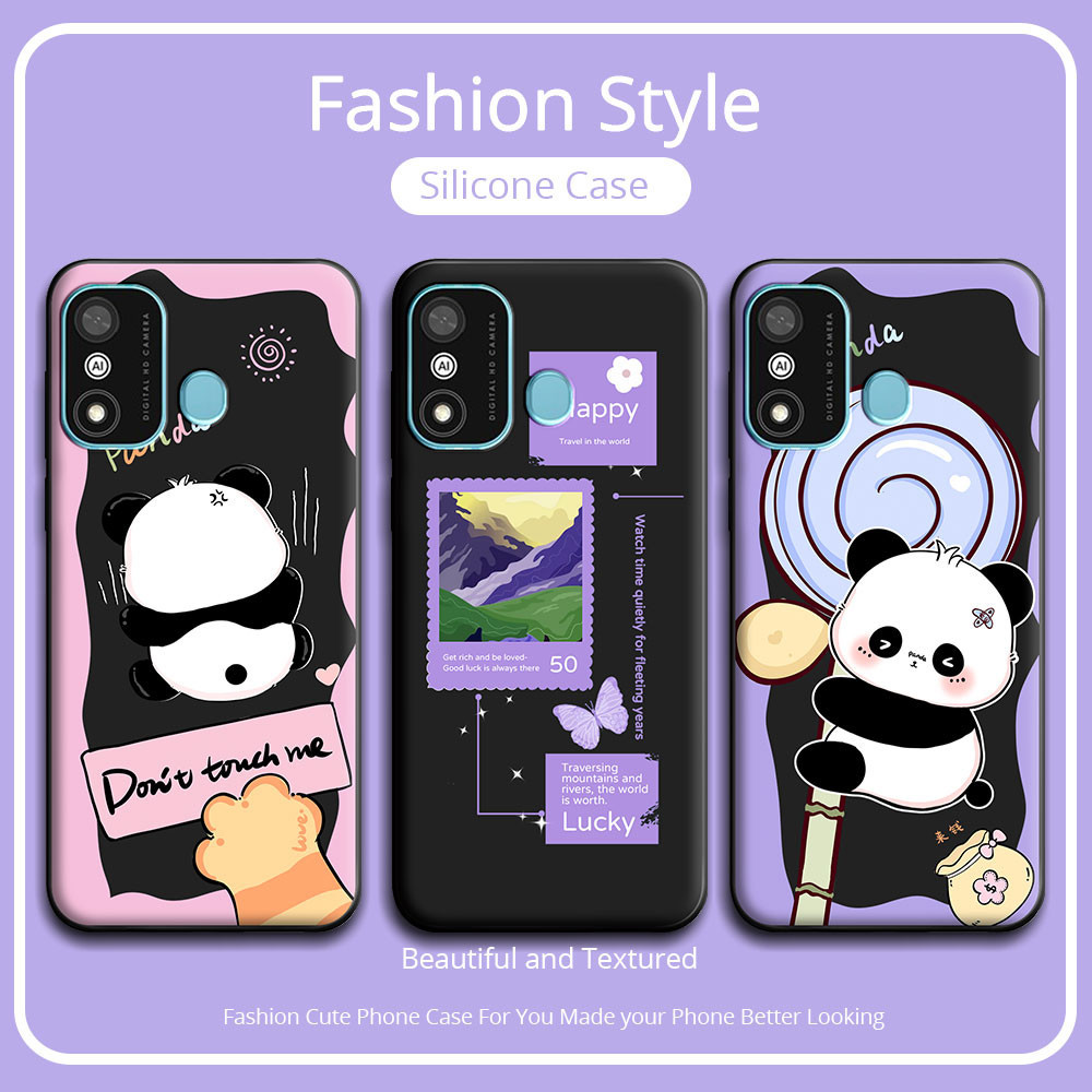 For Itel A27 P17 Case Cute Panda Flower Soft Silicone Couple Phone Case ...