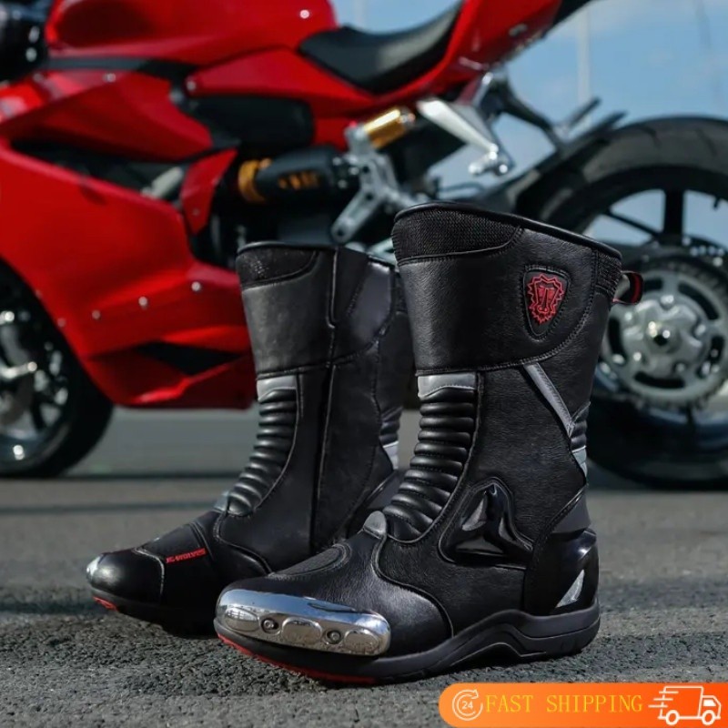 High Top Motorcycle Boots Men Moto Riding Boot Breathable Motorcycle ...