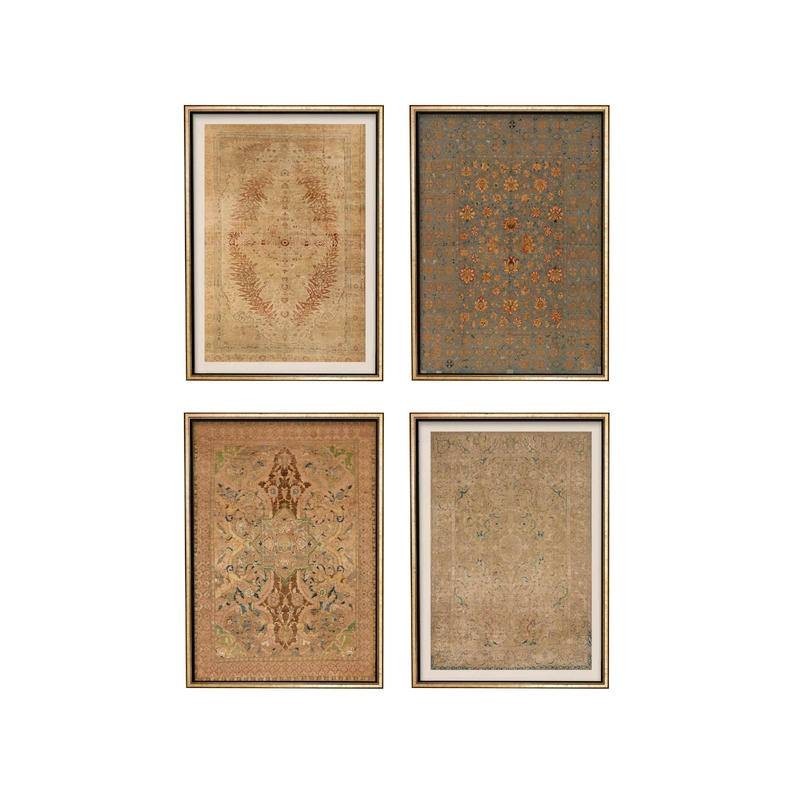 Vintage Natural Carpet Canvas Prints Posters|Set of Four Textile Design ...
