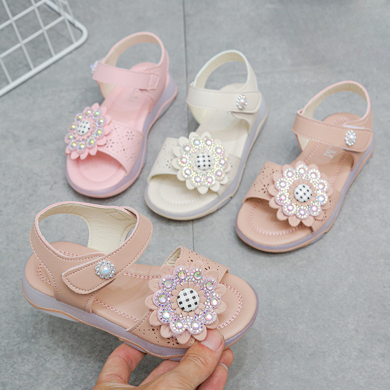 Summer New Casual Girl Open-toe Rhinestone Sandals Street School ...