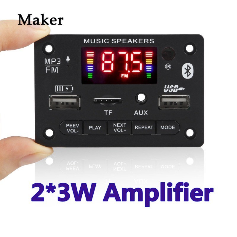 6W Sound Amplifier MP3 Player Decoder Board 6V-12V Bluetooth 5.0 Car FM ...