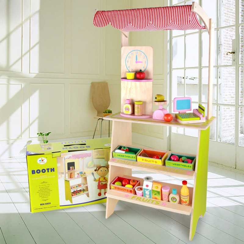 Play house shopping store canteen wooden children s pink stall ...