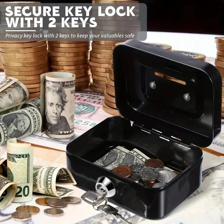 Mini Money Security Safe Box with Metal Lock Password Key Cash Box ...