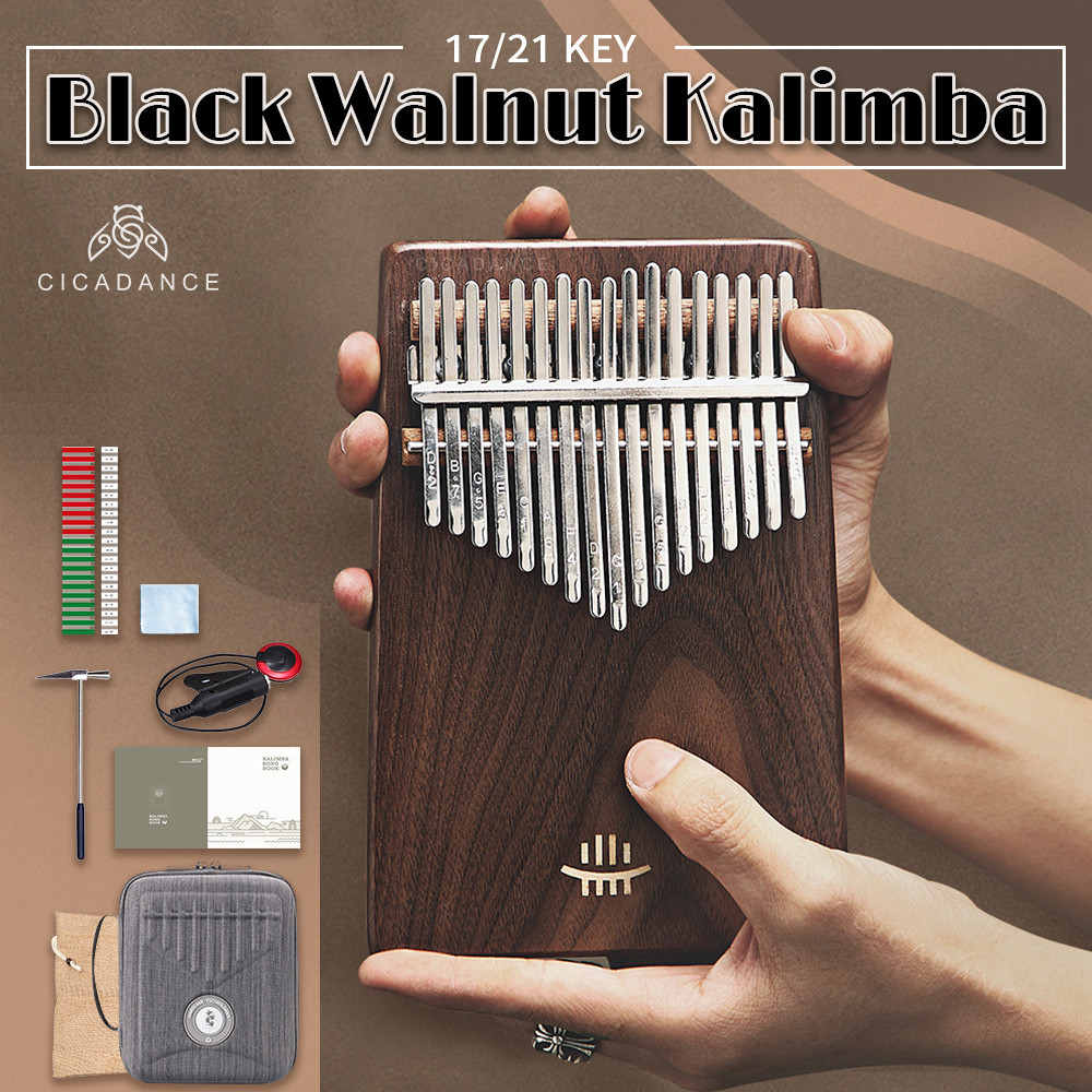 Hluru Kalimba 17 / 21 Keys Black Walnut Sound Good Thumb Piano Acoustic ...