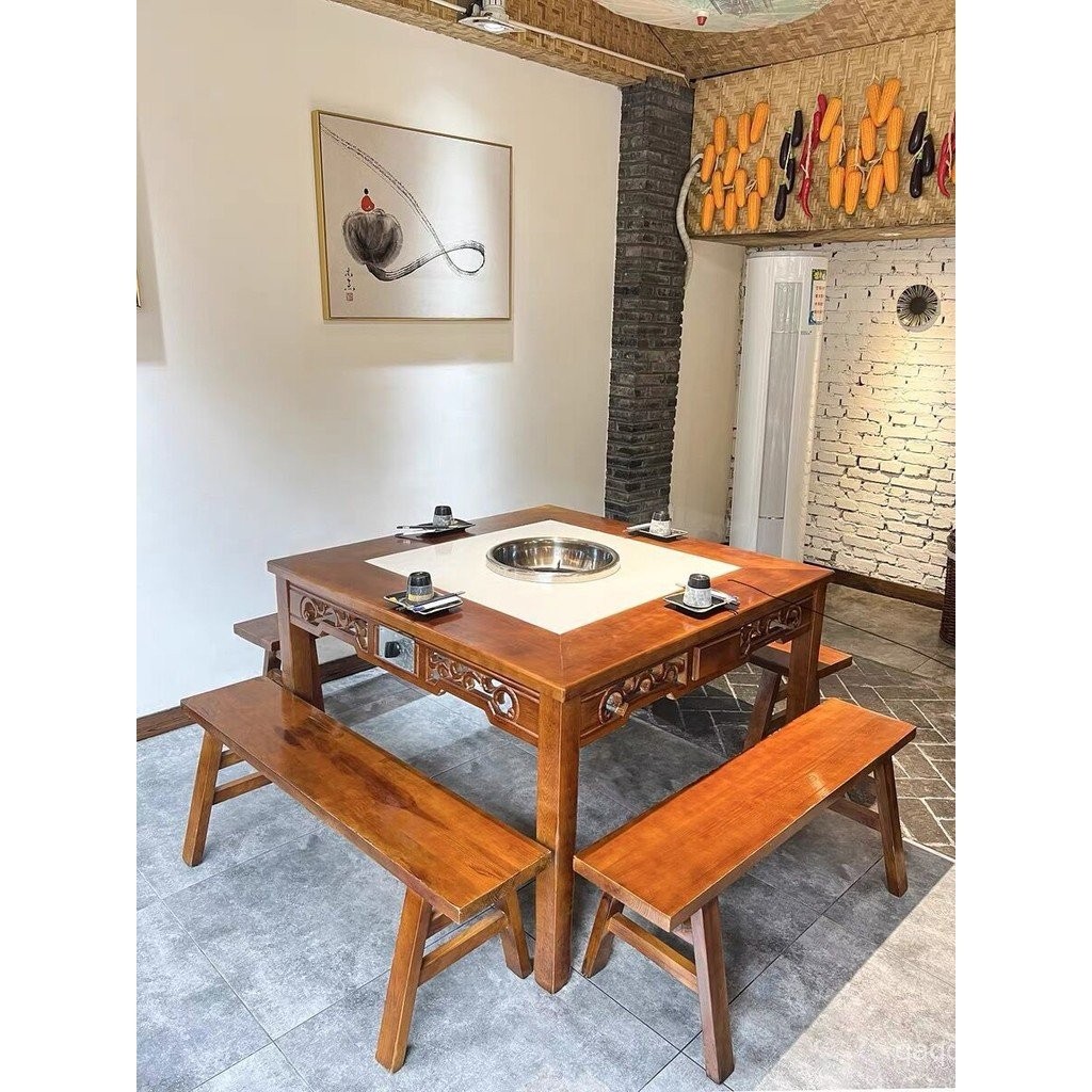 Hot Pot Table and Chair Set Commercial Gas Stove Induction Cooker ...