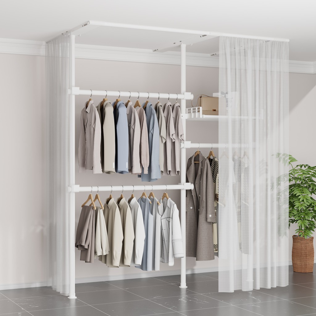 9U Floor-standing Coat Rack Bedroom Clothes Rack Open Wardrobe ...