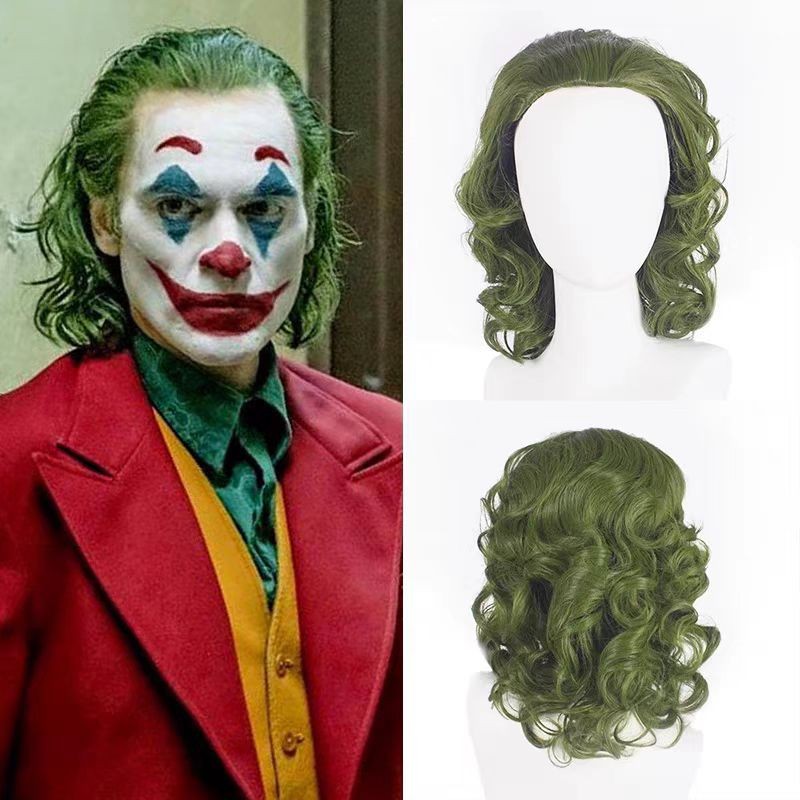 Halloween Men's clown wig Jioker Hislaiger Headset Funny short curly ...