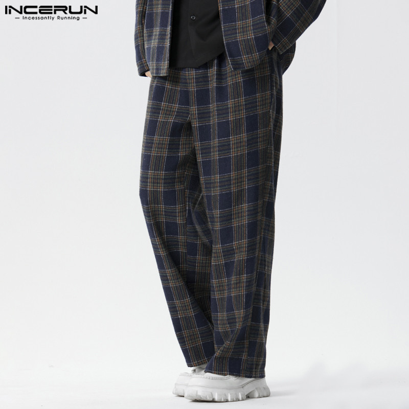 INCERUN Men's Checkered Casual Pants | Shopee Philippines